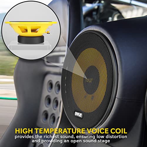 Pyle 2Way Custom Component Speaker System 6.5β 400 Watt Component with Electroplated Plastic Basket, Butyl Rubber Surround & 40 Oz Magnet Structure Wire Installation Hardware Set Included Pyle PLG6C,Yellow