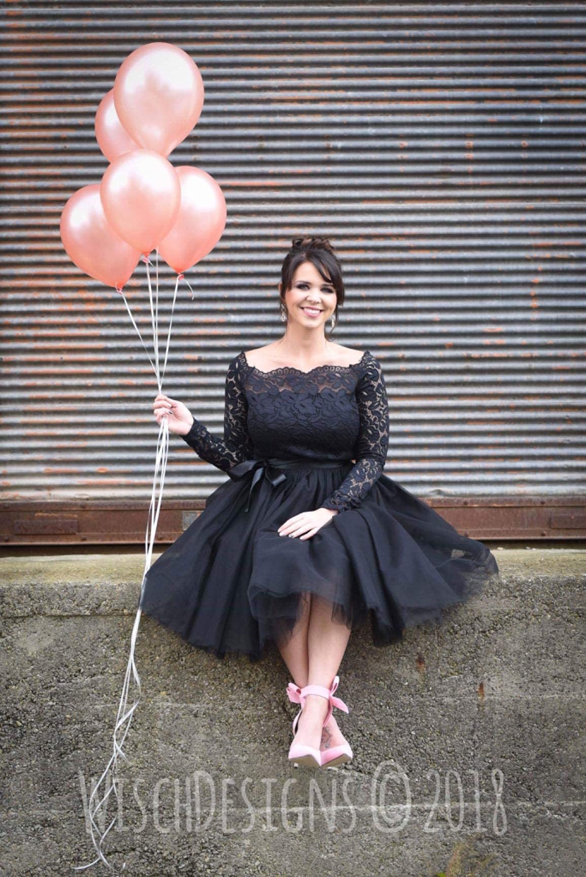 Black Tulle Skirt for Women 6 Layers Elastic Waistband Prom Party Dress Black S