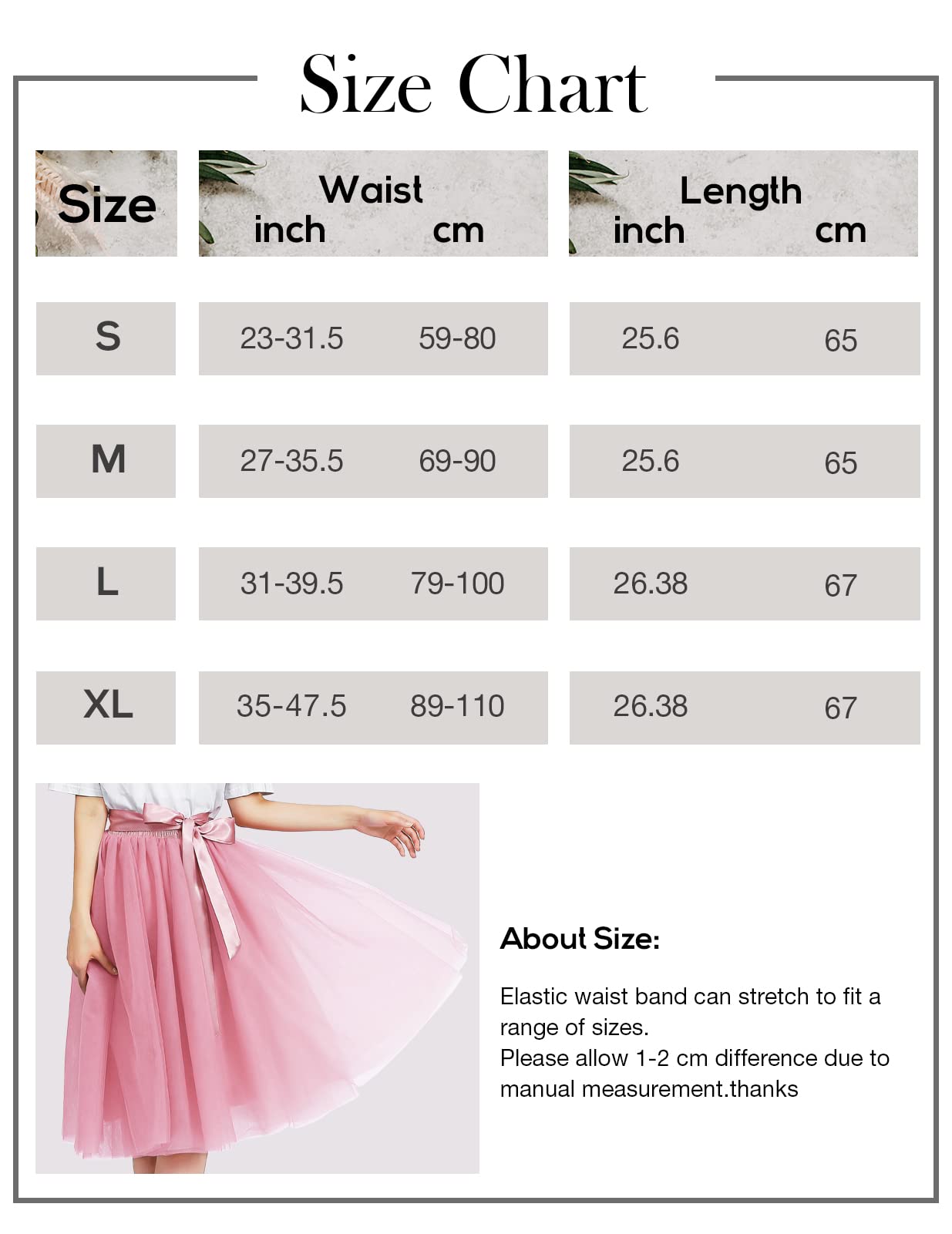 Black Tulle Skirt for Women 6 Layers Elastic Waistband Prom Party Dress Black S