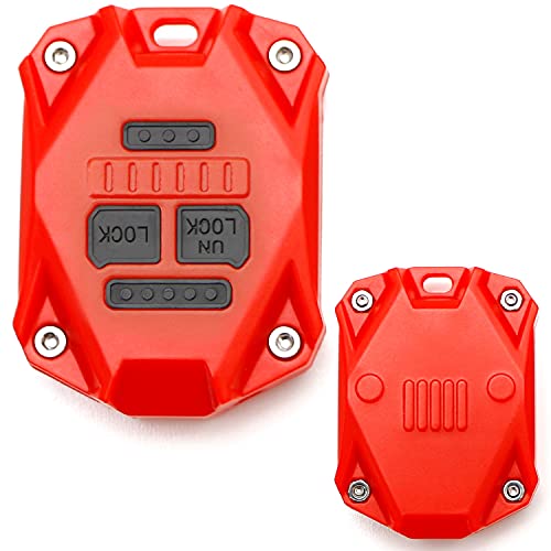 iJDMTOY Large/Big Red Plastic Key Remote Fob Enclosure Shell w/Black Keypads, Compatible with Jeep 2007-2017 Wrangler JK