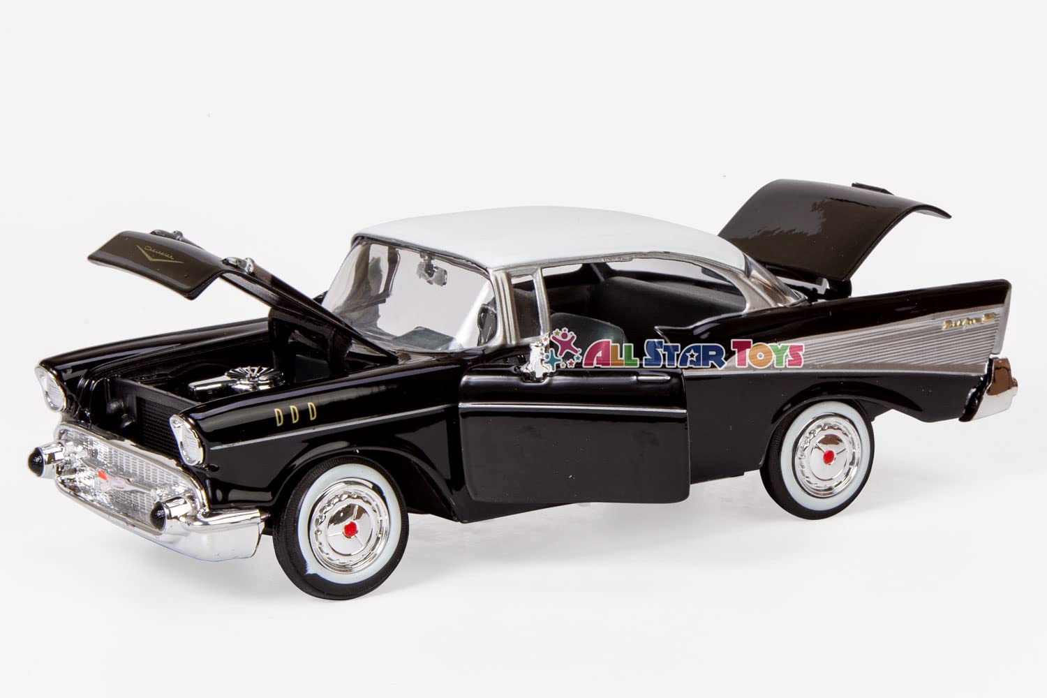 1957 Chevy Bel Air, Black - Motormax Premium American 73228 - 1/24 Scale Diecast Model Car