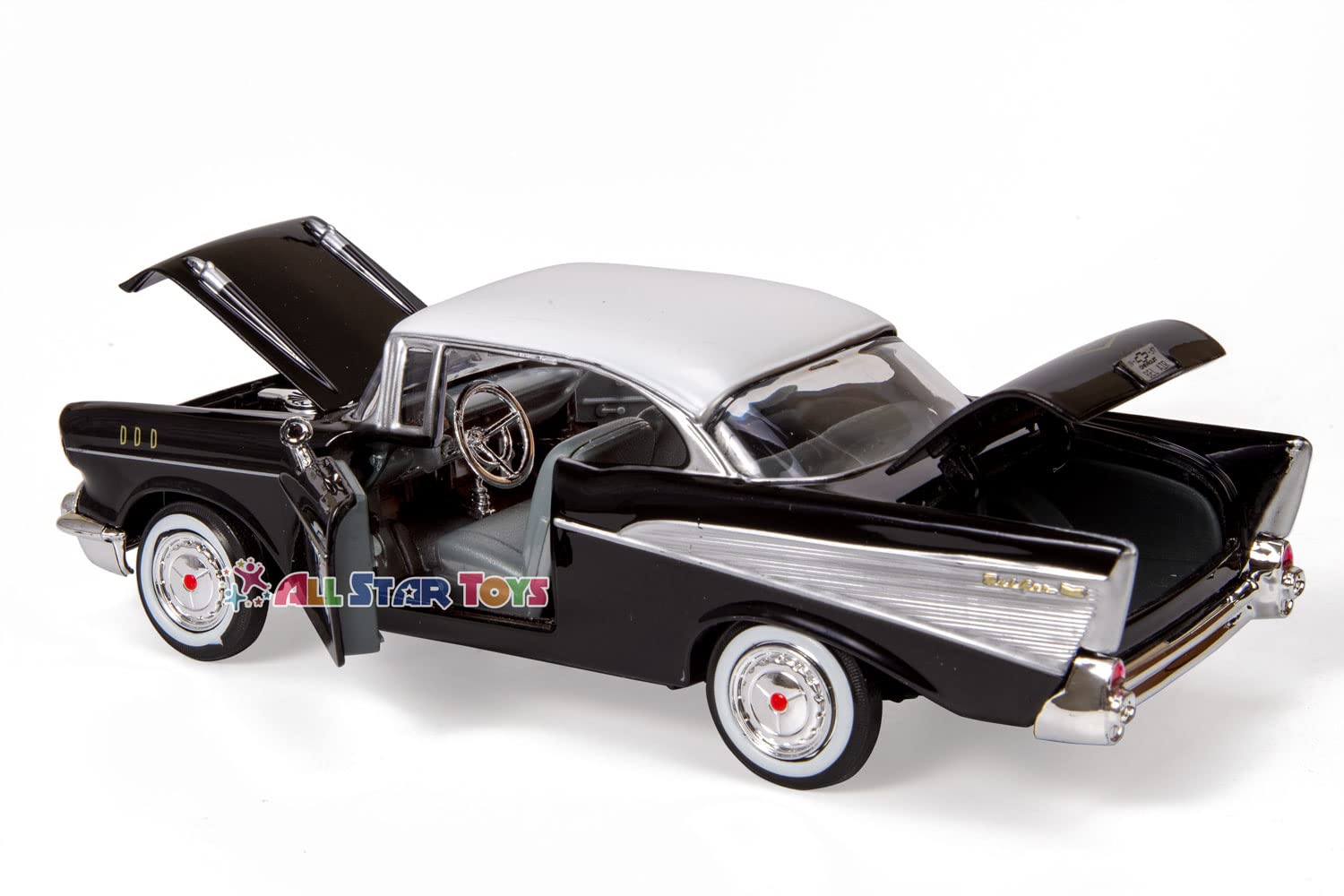 1957 Chevy Bel Air, Black - Motormax Premium American 73228 - 1/24 Scale Diecast Model Car