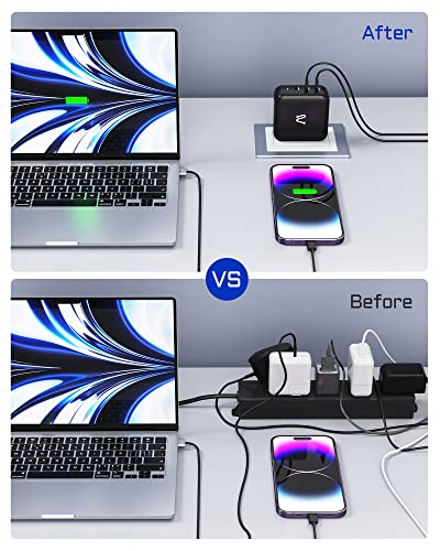 140W USB C Charger, PD3.1 GaN 3Port Type C Wall Charger Fast Charging Station Adapter, PD 100W PPS Charger Block for MacBook Pro 16"/Air, iPhone 14 Pro Max, Galaxy S22/S21,Tablet,Laptop-Black