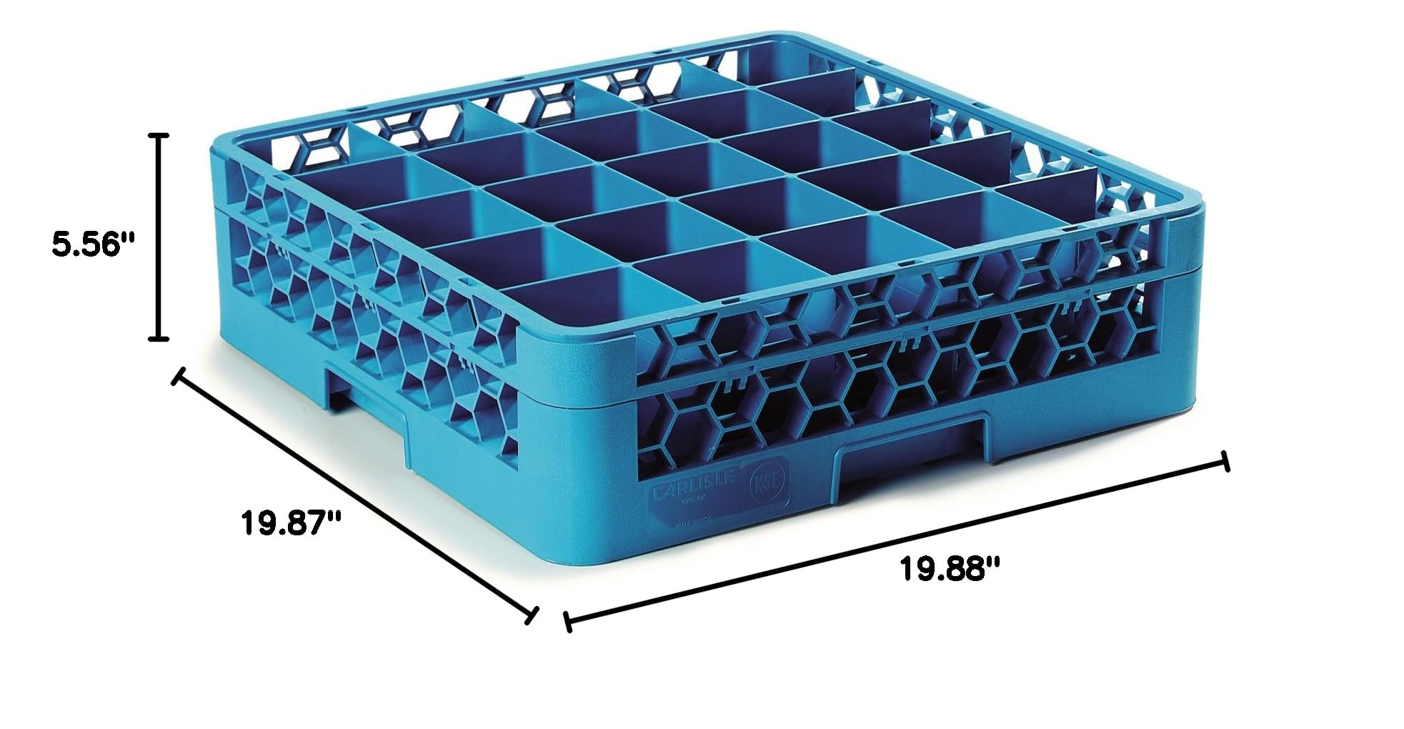 CFS RG25-114 OptiClean 25 Compartment Glass Rack with Extender, 3-1/2" Compartments, Blue (Pack of 4)
