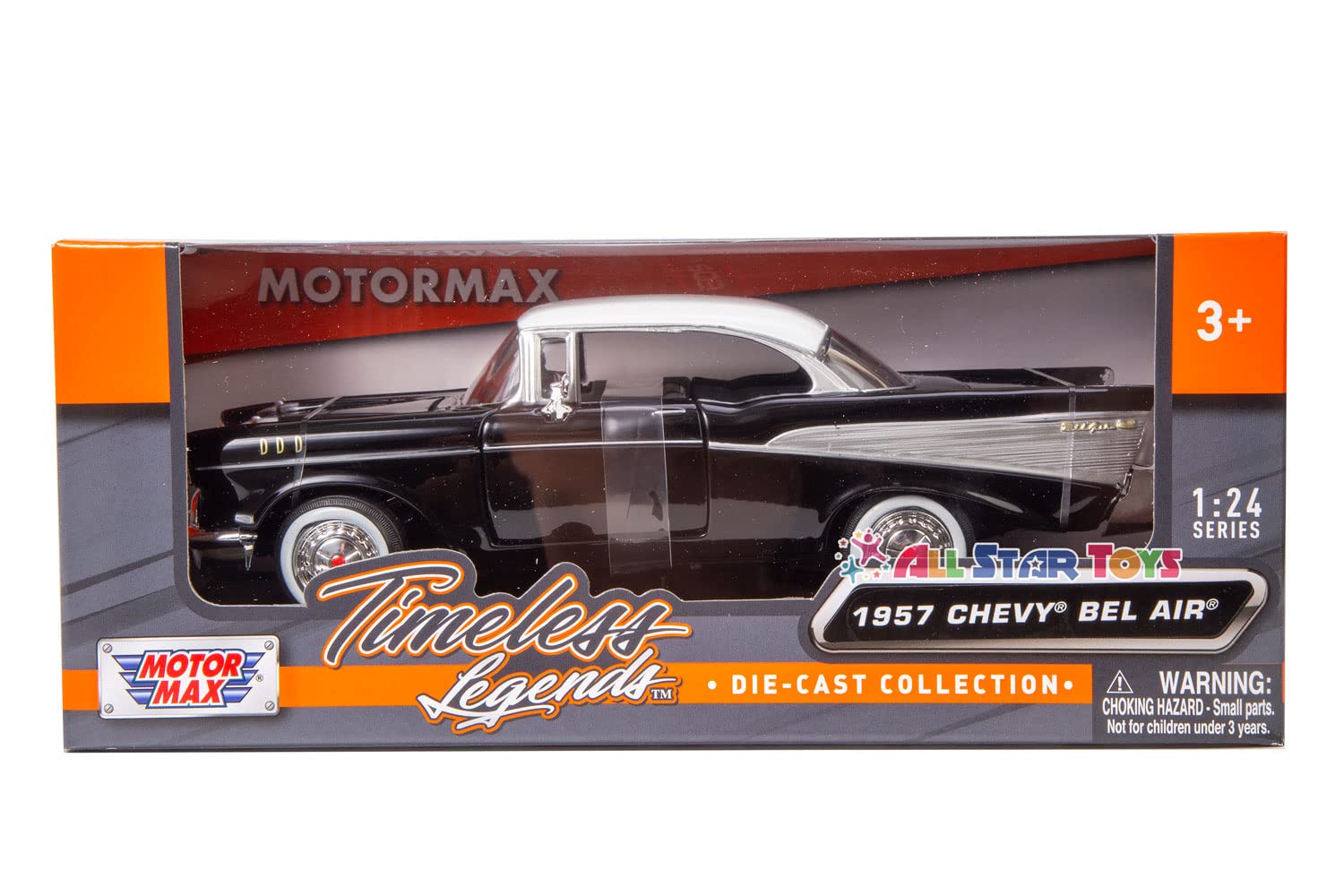 1957 Chevy Bel Air, Black - Motormax Premium American 73228 - 1/24 Scale Diecast Model Car