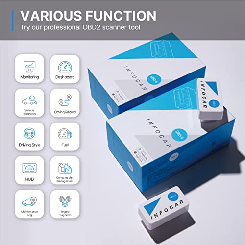 INFOCAR smart scanner, Smart Vehicle Health Monitor, Wireless Bluetooth OBD2 Car Code Reader with App, Car Scan Tool for iPhone and Android