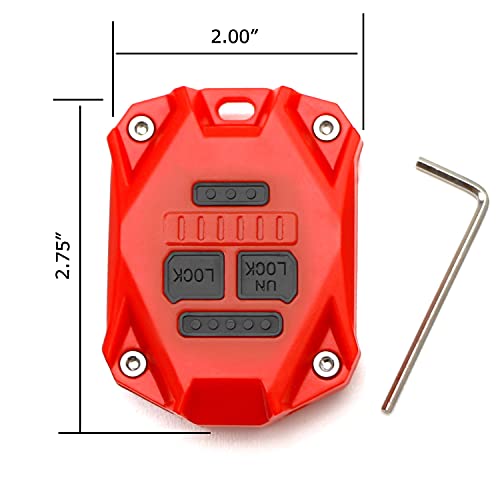 iJDMTOY Large/Big Red Plastic Key Remote Fob Enclosure Shell w/Black Keypads, Compatible with Jeep 2007-2017 Wrangler JK