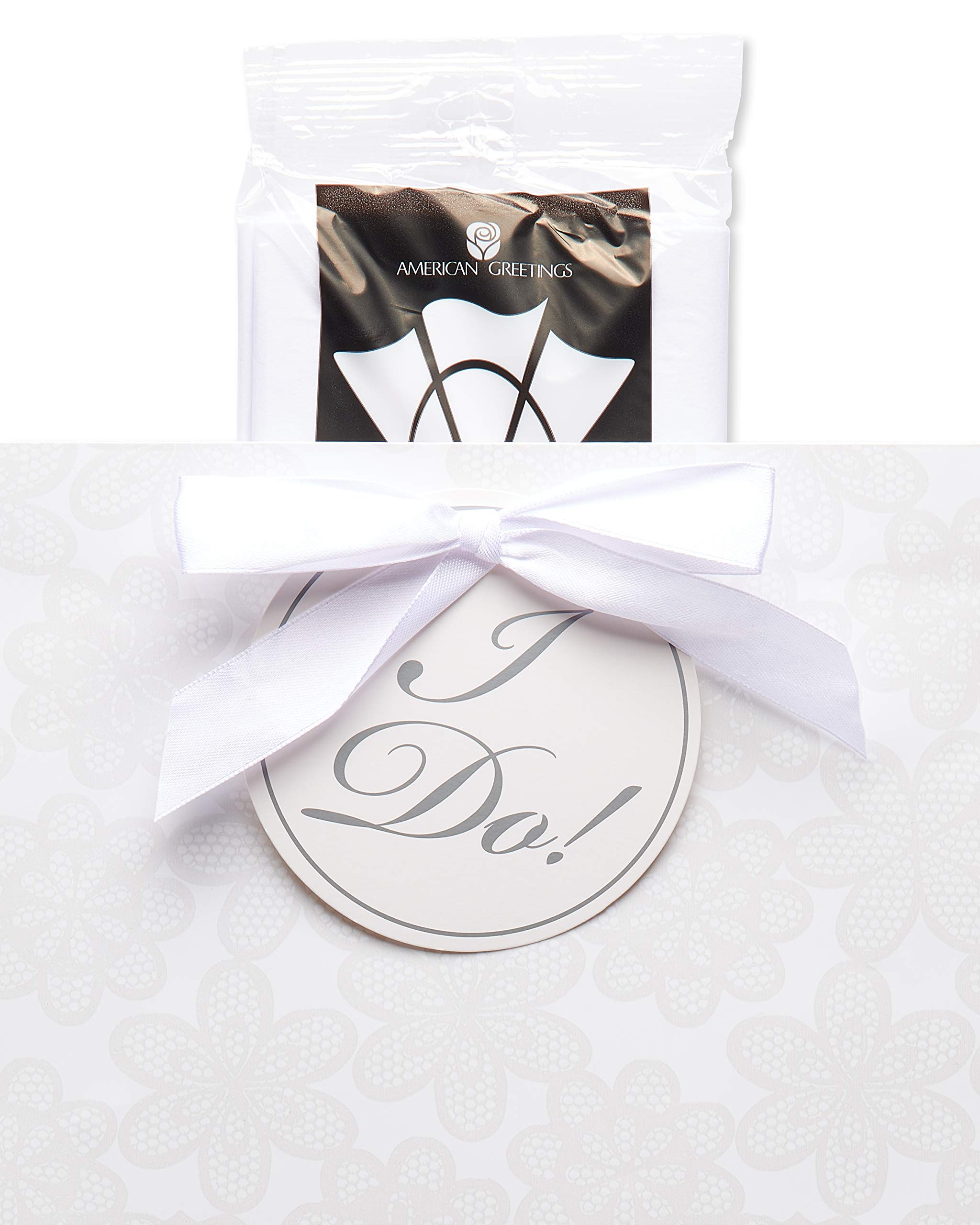 American Greetings 15.5" Extra Large Gift Bag with Tissue Paper (White Lace) for Weddings, Bridal Showers and Bachelorette Parties (1 Bag, 6 Sheets)