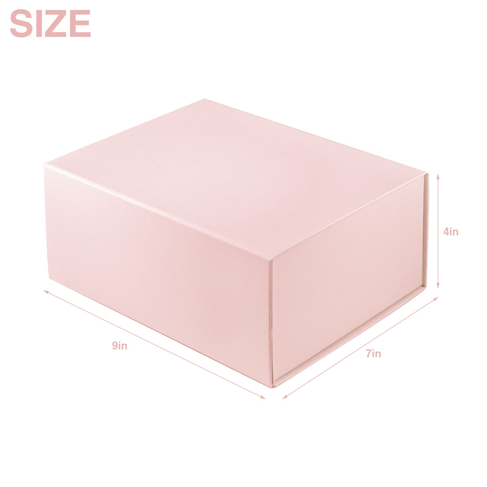 MOYEUPAC Gift Box 9" X 7" X 4" with Magnetic Closure Lid for Gift Packaging, Gift Box for Father's Day, Mother's Day, Presents Christmas and Various Holidays (Pink)