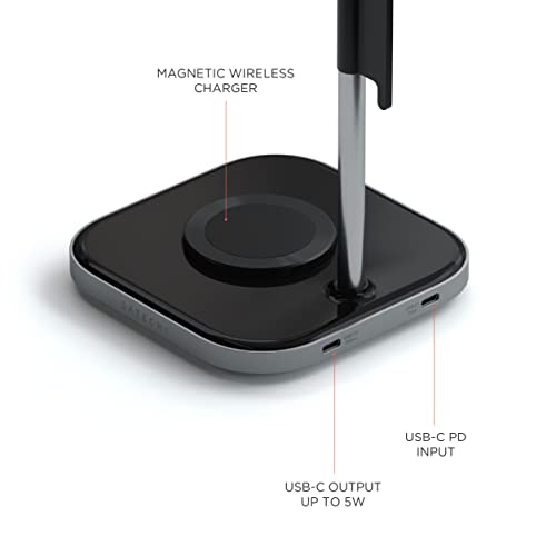 Satechi 2-in-1 Headphone Stand with Wireless Charger β USB Type-C Output Port and Magnetic Wireless Charger β Compatible with iPhones and Other Qi-Enabled Devices