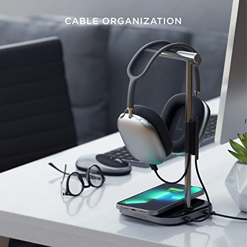 Satechi 2-in-1 Headphone Stand with Wireless Charger β USB Type-C Output Port and Magnetic Wireless Charger β Compatible with iPhones and Other Qi-Enabled Devices