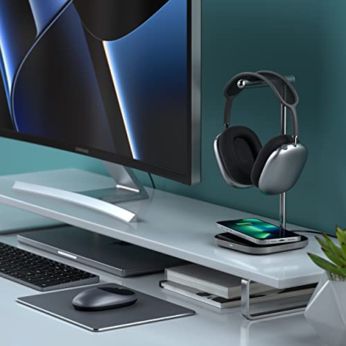 Satechi 2-in-1 Headphone Stand with Wireless Charger β USB Type-C Output Port and Magnetic Wireless Charger β Compatible with iPhones and Other Qi-Enabled Devices