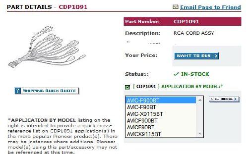 Pioneer RCA Sub Harness Cord Assembly Compatible With Avic X910 X710 X9115bt X7010,Cdp1143 Cdp1091