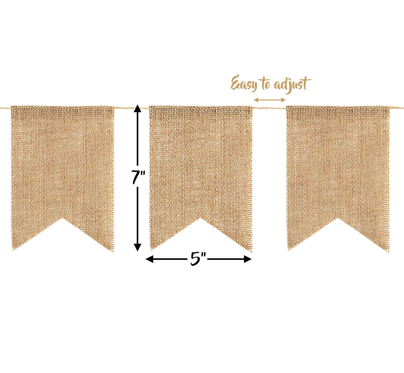 34Pcs Burlap Banner Adjustable Flags DIY Banners for Baby Shower, Party, Wedding and Birthday, 5 x 7 inch