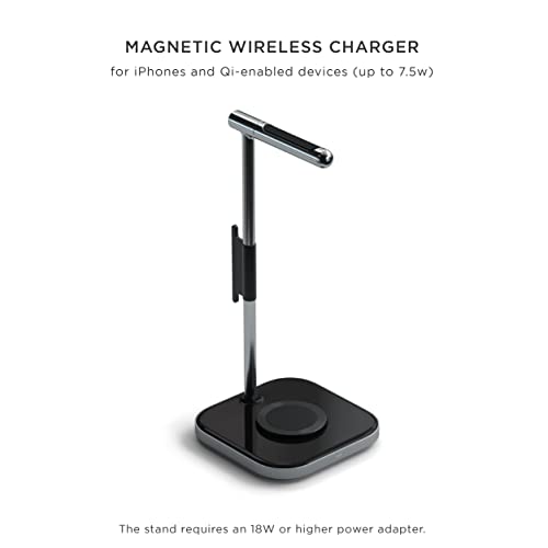Satechi 2-in-1 Headphone Stand with Wireless Charger β USB Type-C Output Port and Magnetic Wireless Charger β Compatible with iPhones and Other Qi-Enabled Devices