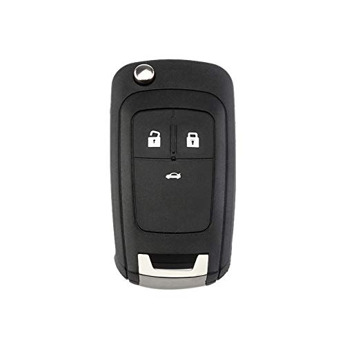 Dewangli Replacement Flip Folding Key Fob Case Cover fit for 2010 2011 2012 2013 2014 Chevy Chevrolet Camaro Cruze Malibu Equinox Sonic Impala Remote Key Fob Shell OHT01060512 (3 Button) (3 Button)