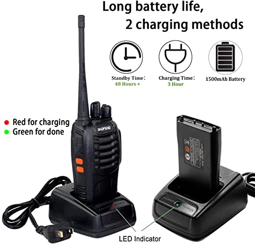 BAOFENG BF-888S Rechargeable Walkie Talkies for Adults, Handheld Two Way Radios Long Range with Earpiece and Mic, Wireless Walkie Talkie with Li-ion Battery and Charger, Walky Talky(2 Pack)