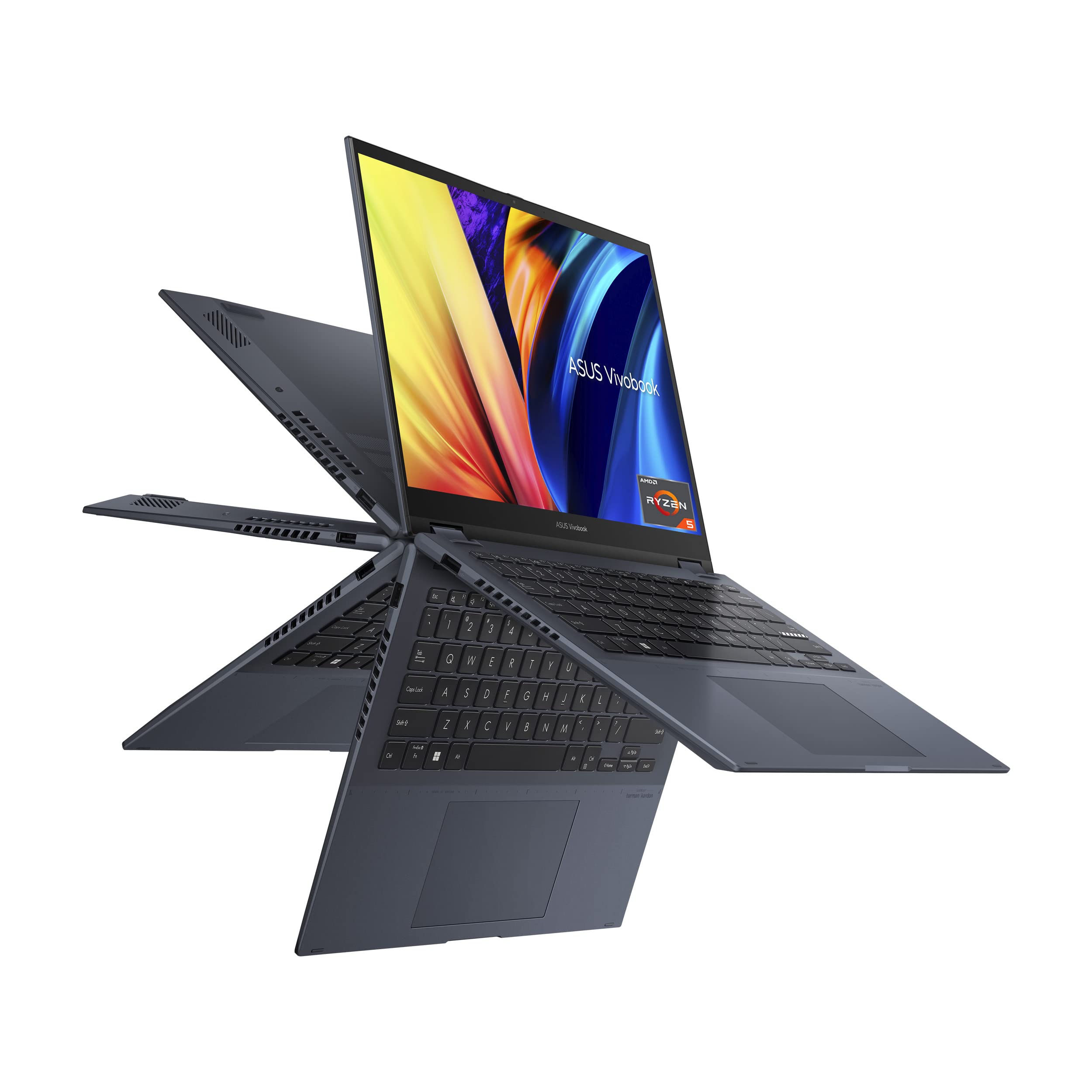 ASUS Vivobook S 14 Flip 14â WUXGA 16:10 touch, AMD Ryzen 5 5600H CPU, 8GB RAM, 512GB SSD, NumberPad, FingerPrint, Windows 11 Home, Quiet Blue, TN3402QA-AS54T