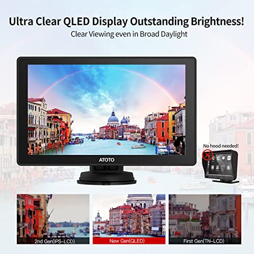 ATOTO P8 Portable 7'' QLED Display Car Radio, with HD 1080P Rear DVR Cam, On-Dash Camera Input, Wireless Carplay & Wireless Android Auto, Remote Control, WDR & Auto Dimmer, AUX/FM Output, P807SD-RC