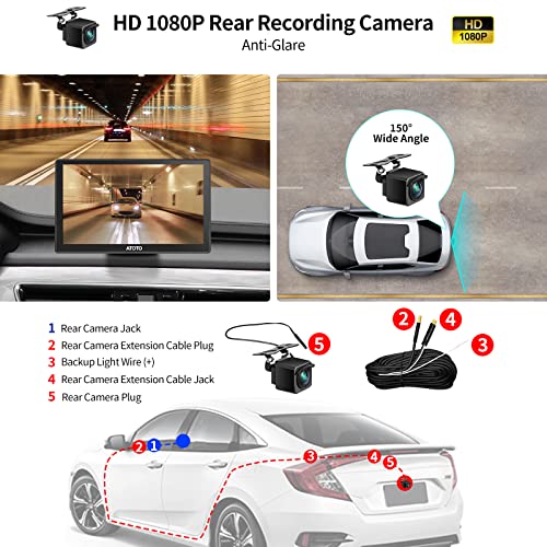 ATOTO P8 Portable 7'' QLED Display Car Radio, with HD 1080P Rear DVR Cam, On-Dash Camera Input, Wireless Carplay & Wireless Android Auto, Remote Control, WDR & Auto Dimmer, AUX/FM Output, P807SD-RC