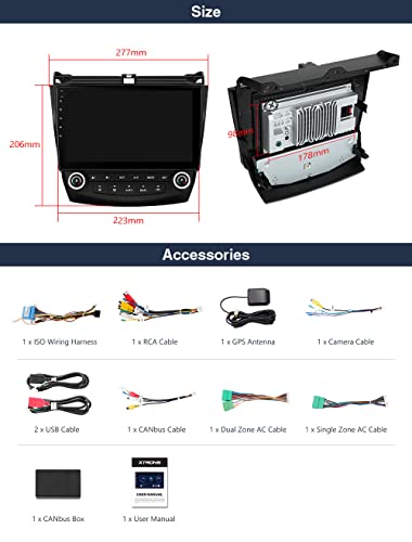 XTRONS Android 12 Car Stereo Radio Player 10.1 Inch IPS Touch Screen GPS Navigation Built-in DSP Car Play Android Auto Bluetooth Head Unit Supports Backup Camera WiFi OBD2 DVR TPMS for Honda Accord
