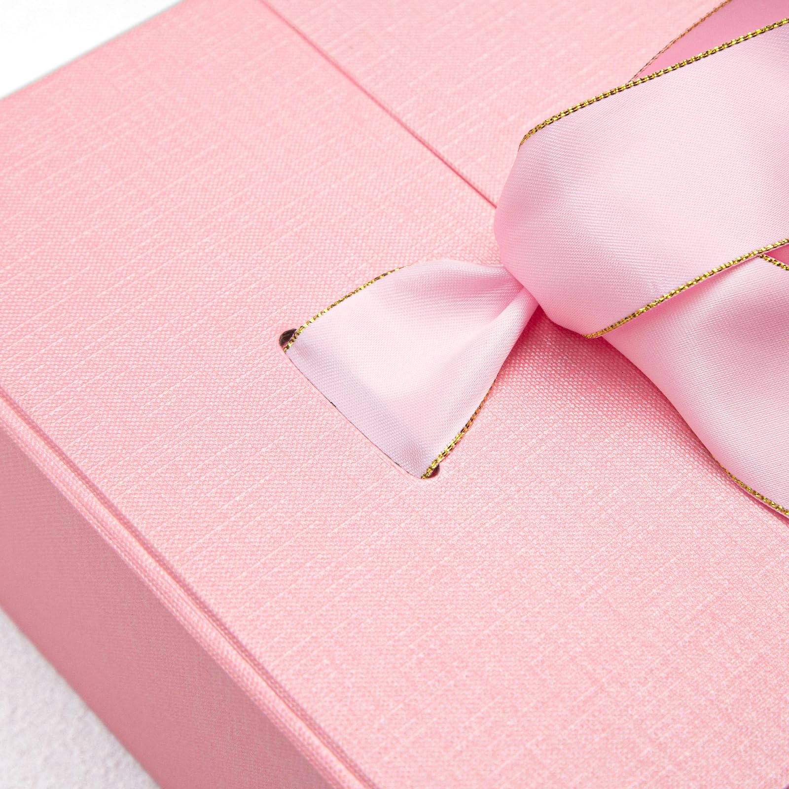 JOHOUSE Pink Gift Box, 8inch Large Gift Box with Lid Ribbon Square Gift Box for Wedding Birthday Anniversary Valentine's Day Baby Shower