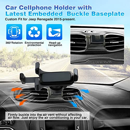 Sunsdrew Custom Fit for Phone Holder Jeep Renegade 2015-2023 Air Vent Cell Phone Holder Handsfree Thick Case Friendly Car Phone Mount for iPhone, Samsung, Moto, Nokia and Other Smartphones