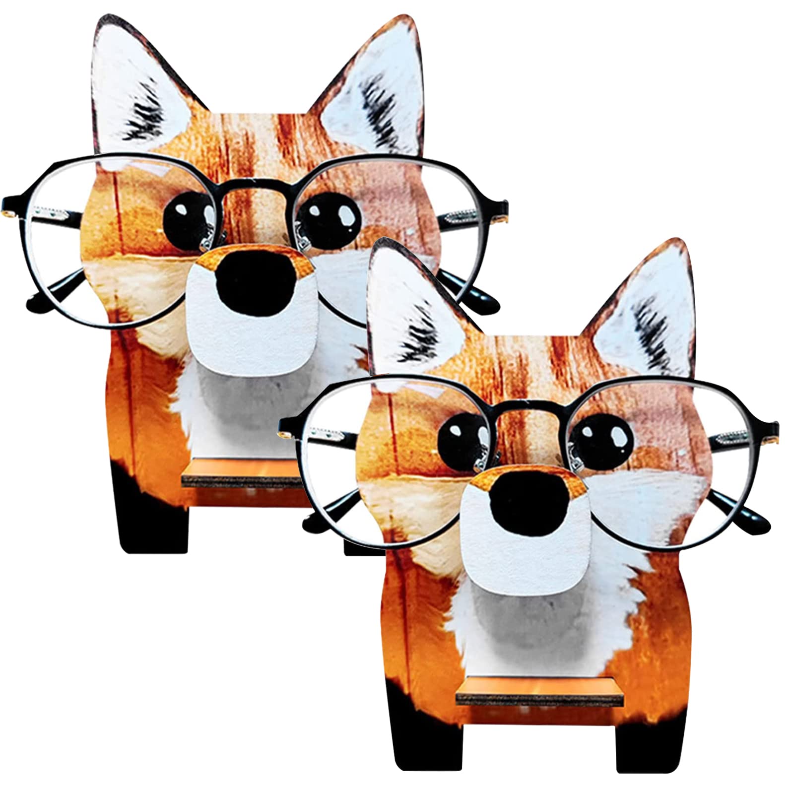 LAXIA Creative Glasses Holder Stand,Cute Animal Glasses Holder,Sunglasses Spectacle Display Rack for Home, Office, Desk, Nightstand(2 PCS) (Fox)