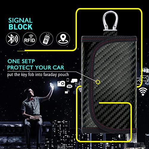 Faraday Key Fob Protector, 2 Pack Faraday Bags for Key Fob Signal Blocker, New Upgrade RFID Car Key Fob Protector Blocking Faraday Pouch Case Cage