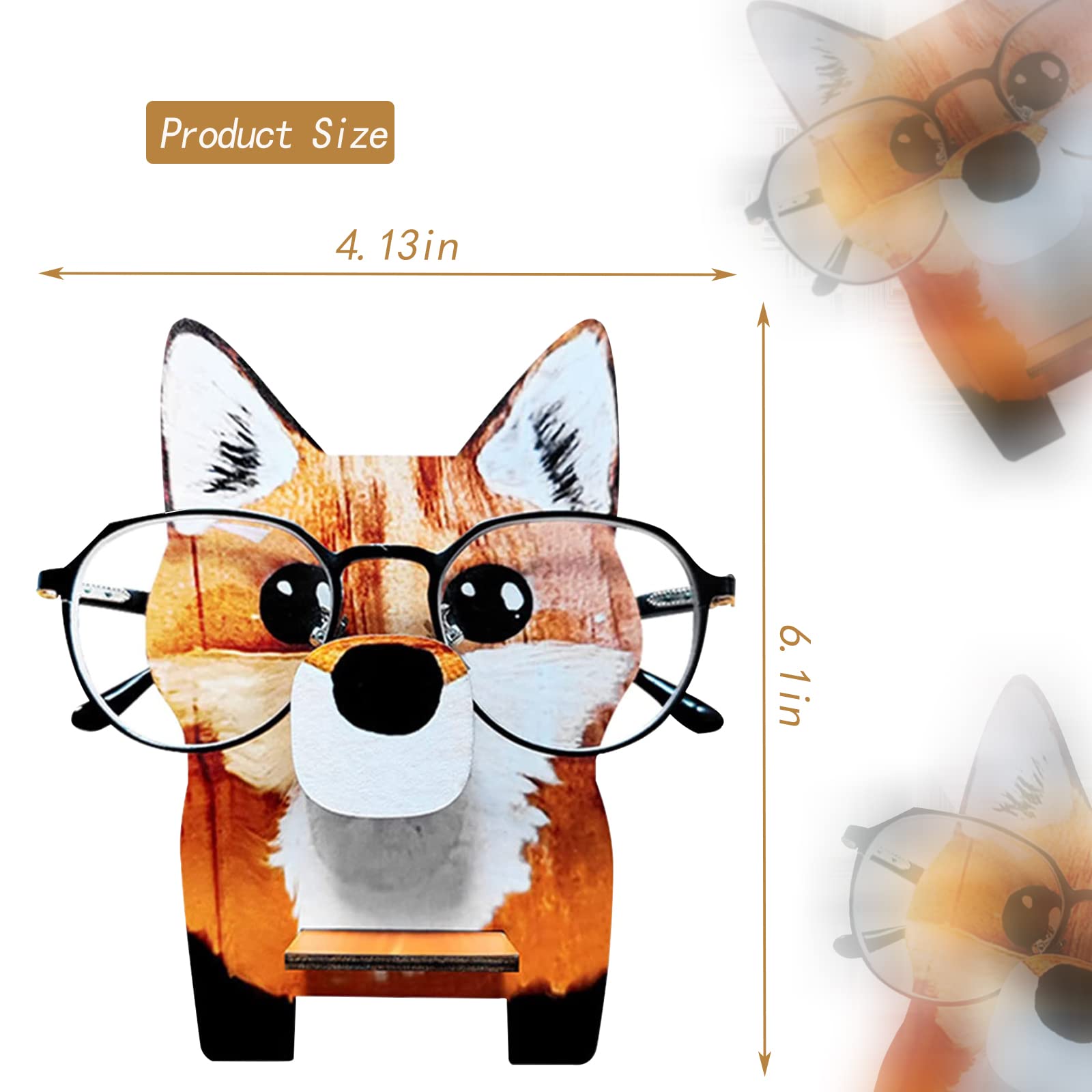 LAXIA Creative Glasses Holder Stand,Cute Animal Glasses Holder,Sunglasses Spectacle Display Rack for Home, Office, Desk, Nightstand(2 PCS) (Fox)