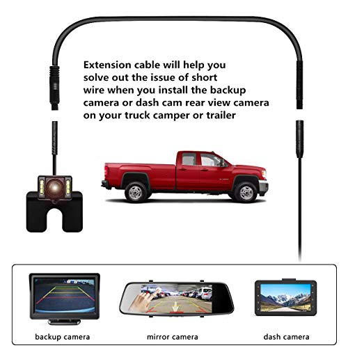 TraderPlus 5 Pack 4-Pin 6.5FT Dash Cam Rear View Mirror Backup Camera Extension Cable Cord