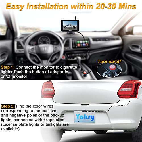 Yakry Wireless Backup Camera HD 1080P 5 Inch Monitor 2 Channels Kit System Bluetooth Hitch Rear View Reverse Cam Truck Car Camper RV Minivan Waterproof Night Vision DIY Gridlines Y24