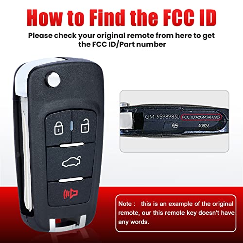 Aichiyu Modified Flip Remote Key Fob Replacement 315Mhz ID46 Chip for Chevrolet Spark 2013 2014 2015 2016 FCC ID: A2GM3AFUS03, P/N: 95233524, 42695007, 95989830