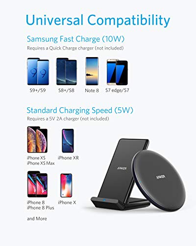Anker Wireless Chargers Bundle, PowerWave Pad & Stand, Qi-Certified Compatible iPhone 12, 12 Mini, 12 Pro Max, 11, 11 Pro, 11 Pro Max, Xs Max, XR, 10W for Galaxy S20 S10 S9, Note 10 (No AC Adapter)