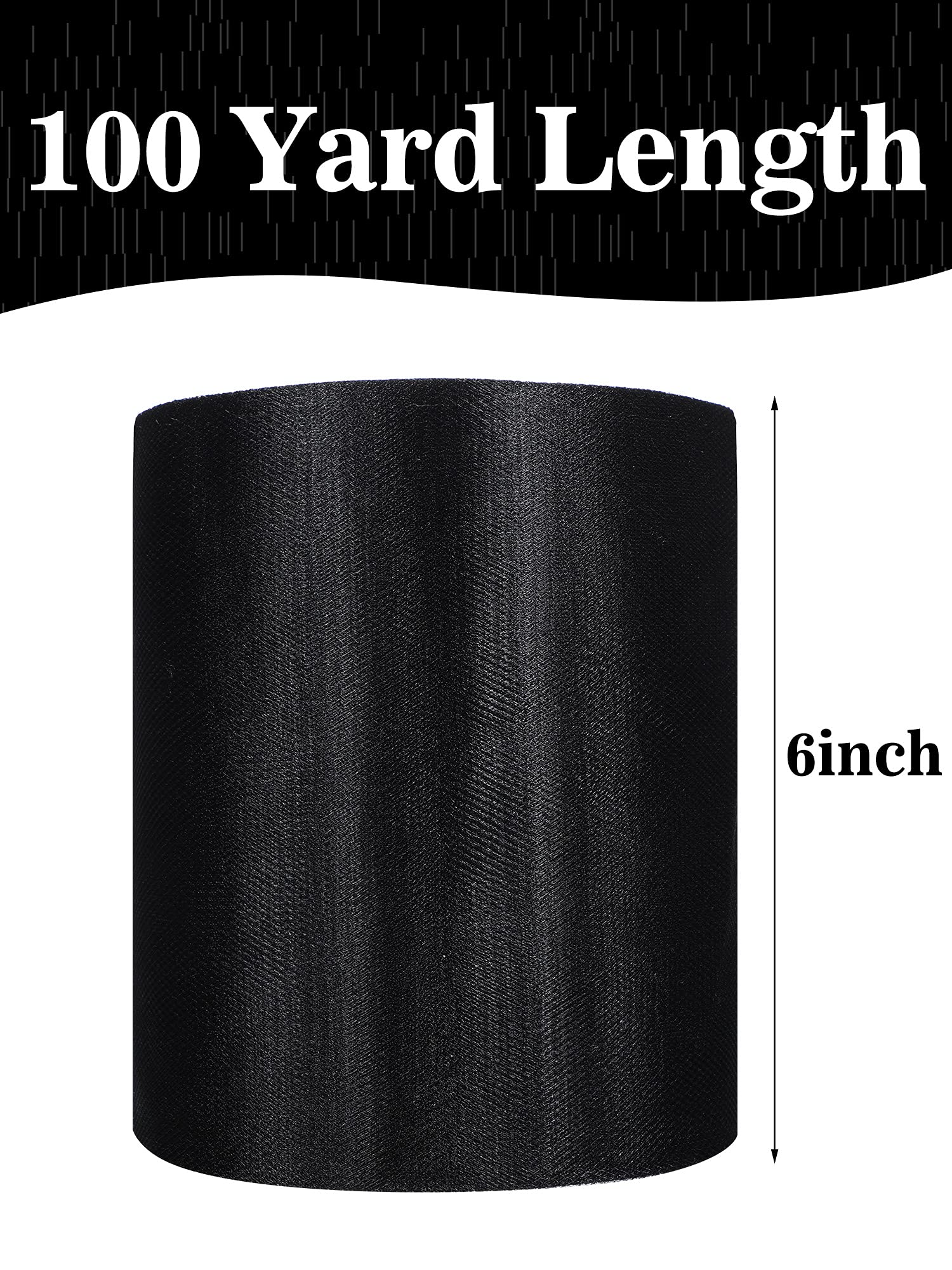 Halloween Tulle Fabric Roll 6 Inch x 100 Yards Tulle Ribbon 300 Ft Tulle Netting Fabric Spool DIY Decorative Tulle Roll for Halloween Decoration DIY Crafts Wedding Party Skirts Bows (Black)