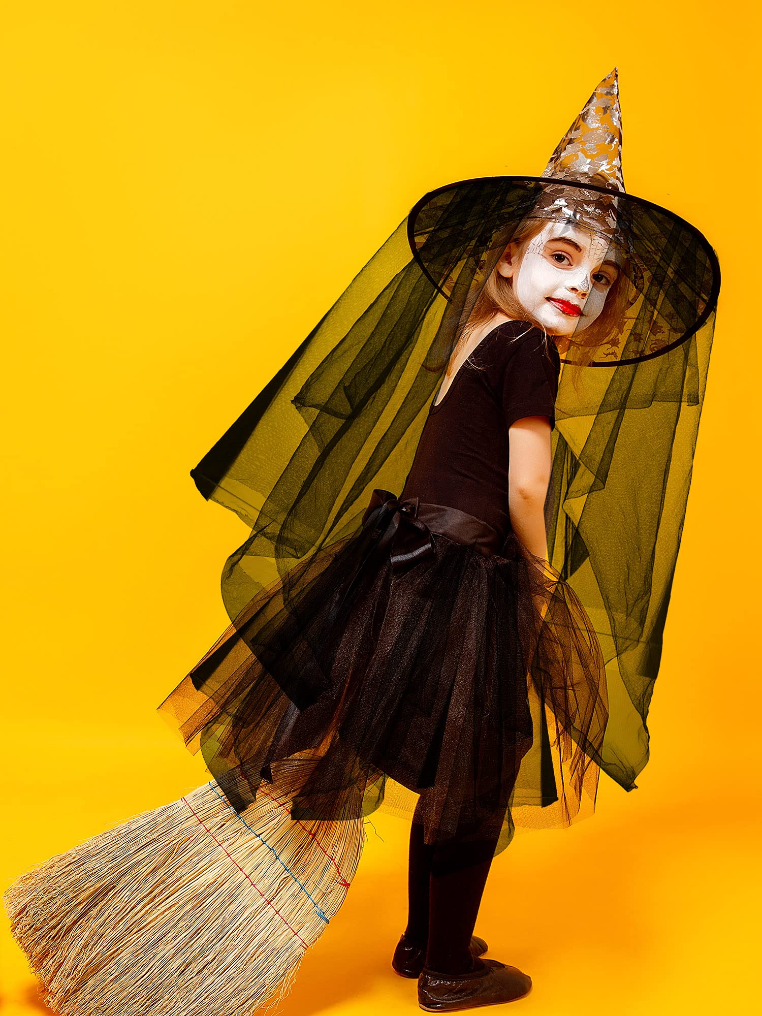 Halloween Tulle Fabric Roll 6 Inch x 100 Yards Tulle Ribbon 300 Ft Tulle Netting Fabric Spool DIY Decorative Tulle Roll for Halloween Decoration DIY Crafts Wedding Party Skirts Bows (Black)