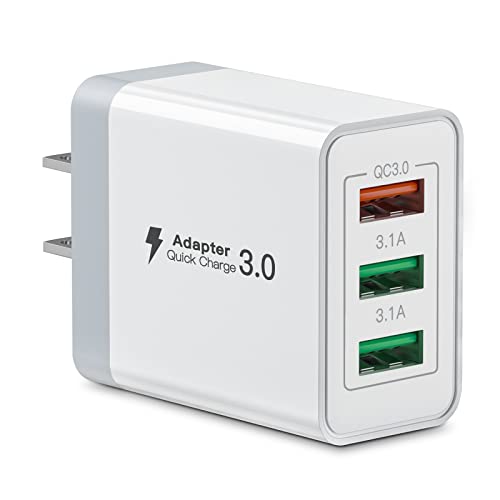USB Wall Charger, Yosou 3-Port Fast Charging Block 33W Quick Charge 3.0 Wall Charger Plug USB Cube Power Adapter Charger Block for iPhone Xs/XS Max/XR/X/8/7/6, Samsung, LG, Tablets, Kindle and More