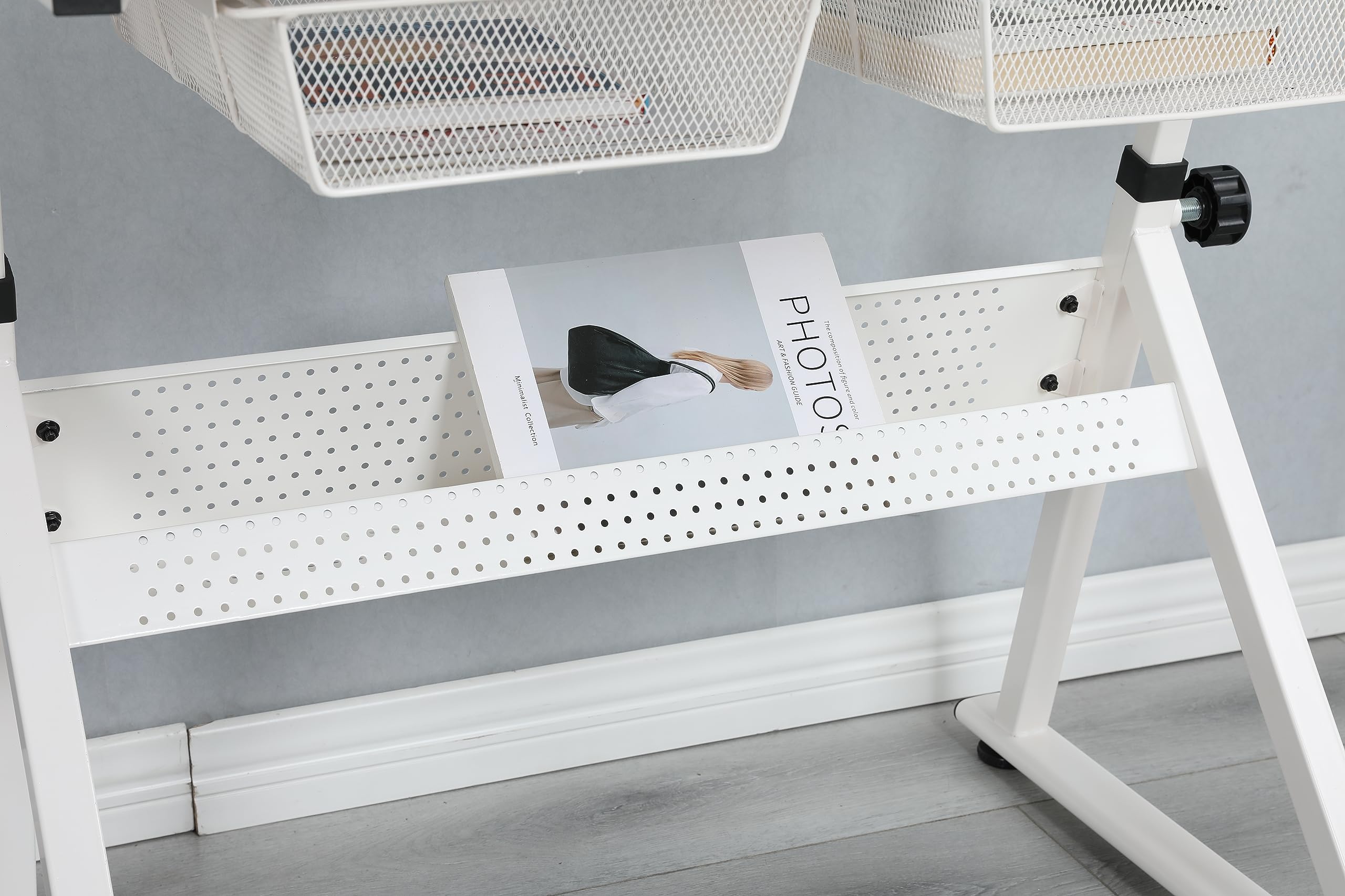 Landpink Glass Drafting Table Art Desk – Adjustable Professhional Artwork Drawing Drafting Table Desk, Glass-Topped Art Table for Craft Station Studio Home Office School w/Drawers/Chair (White)