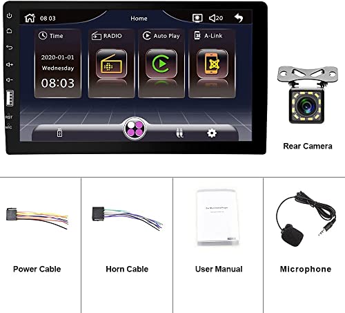Single Din Car Stereo Apple Carplay Android Auto, Rimoody 1 Din 9 Inch Touchscreen Car Radio with Bluetooth FM AM Radio iOS/Android Mirror Link TF/USB/AUX Input Car Multimedia Player + Backup Camera