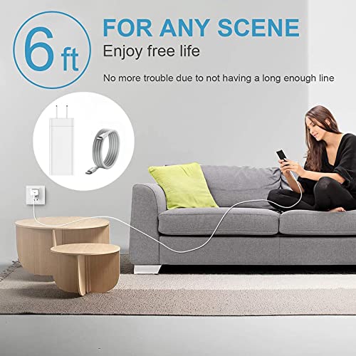 USB C Wall Charger, Geibiu 65W Dual Port PD 3.0 GaN Fast Charger with 6ft USB C to USB C Cable, Foldable Power Adapter for iPhone 13/13 Mini/13 Pro/13 Pro Max/12, Galaxy, iPad/iPad Mini and More