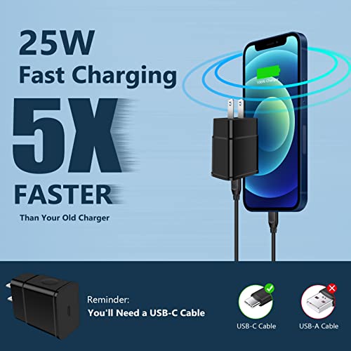 Android Charger Super Fast Charging Samsung Charger for Samsung Galaxy S23/S23 Ultra/S23+/S22 Ultra/S21 FE/S20/A14/A04S/Z Flip 4/Z Fold 4/A53 5G/A13/A03S/A23/A32,25W USB C Fast Wall Charger+6ft Cable