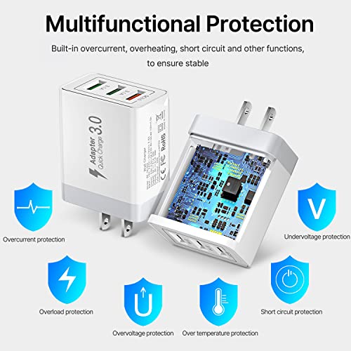 USB Wall Charger, Yosou 3-Port Fast Charging Block 33W Quick Charge 3.0 Wall Charger Plug USB Cube Power Adapter Charger Block for iPhone Xs/XS Max/XR/X/8/7/6, Samsung, LG, Tablets, Kindle and More
