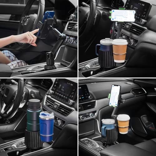 This Hill 3 in 1 Cup Holder Expander for Car 360° Rotation Cup Holder Phone Mount Compatible with iPhone/Samsung All Smartphones[2022 Upgraded 2nd Generation]