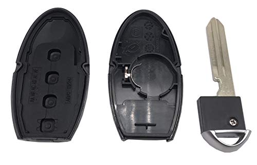 Smart Key Fob Case Shell Fit for Nissan Altima Maxima Murano Infiniti KR55WK48903 4 Buttons Replacement Keyless Entry Remote Car Key Housing Casing Outer Cover with Uncut Blade Blank & Keyring (1)