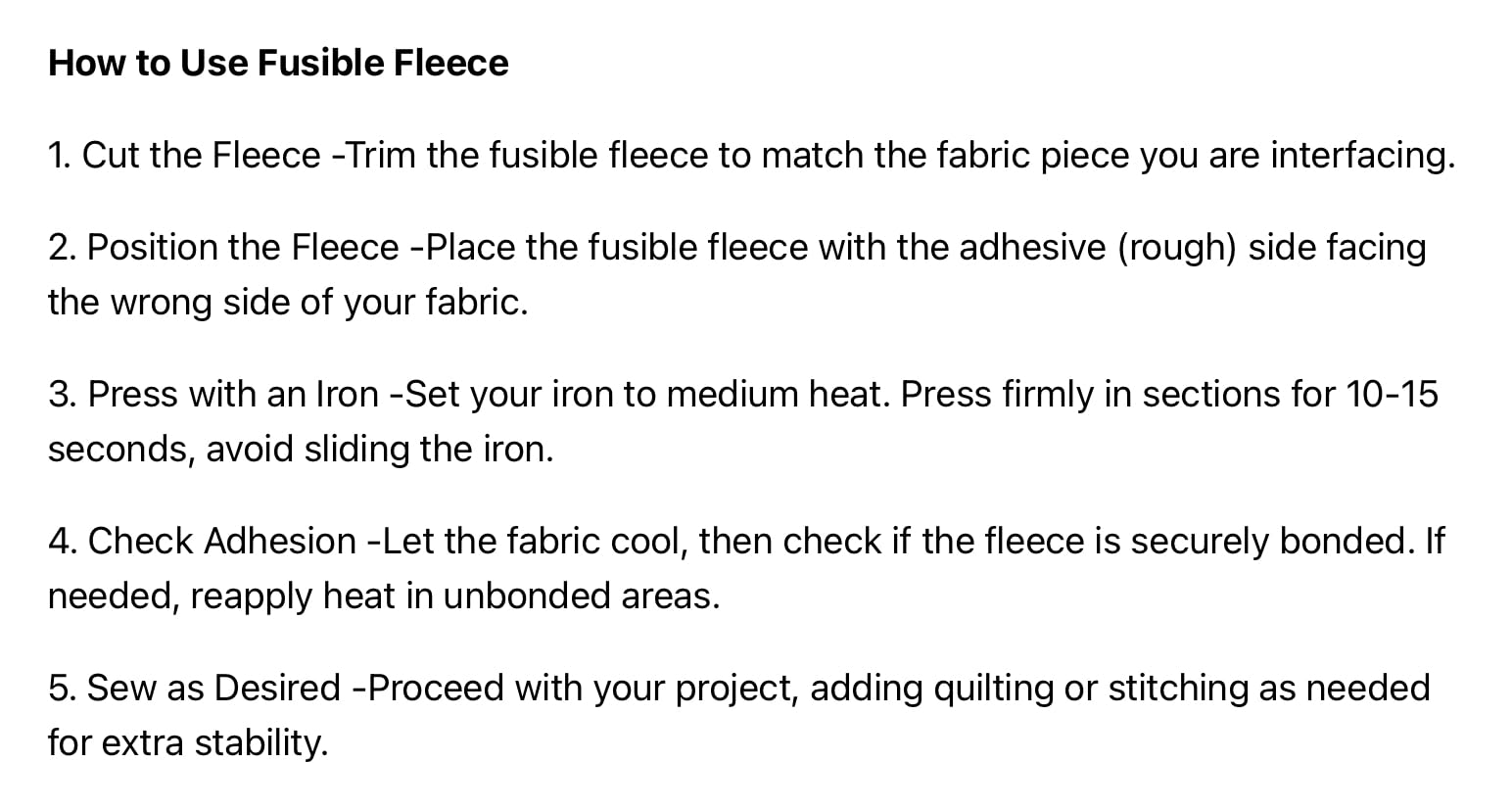 Fusible Fleece 12" x 3yd for Crafting, Quilting and Sewing