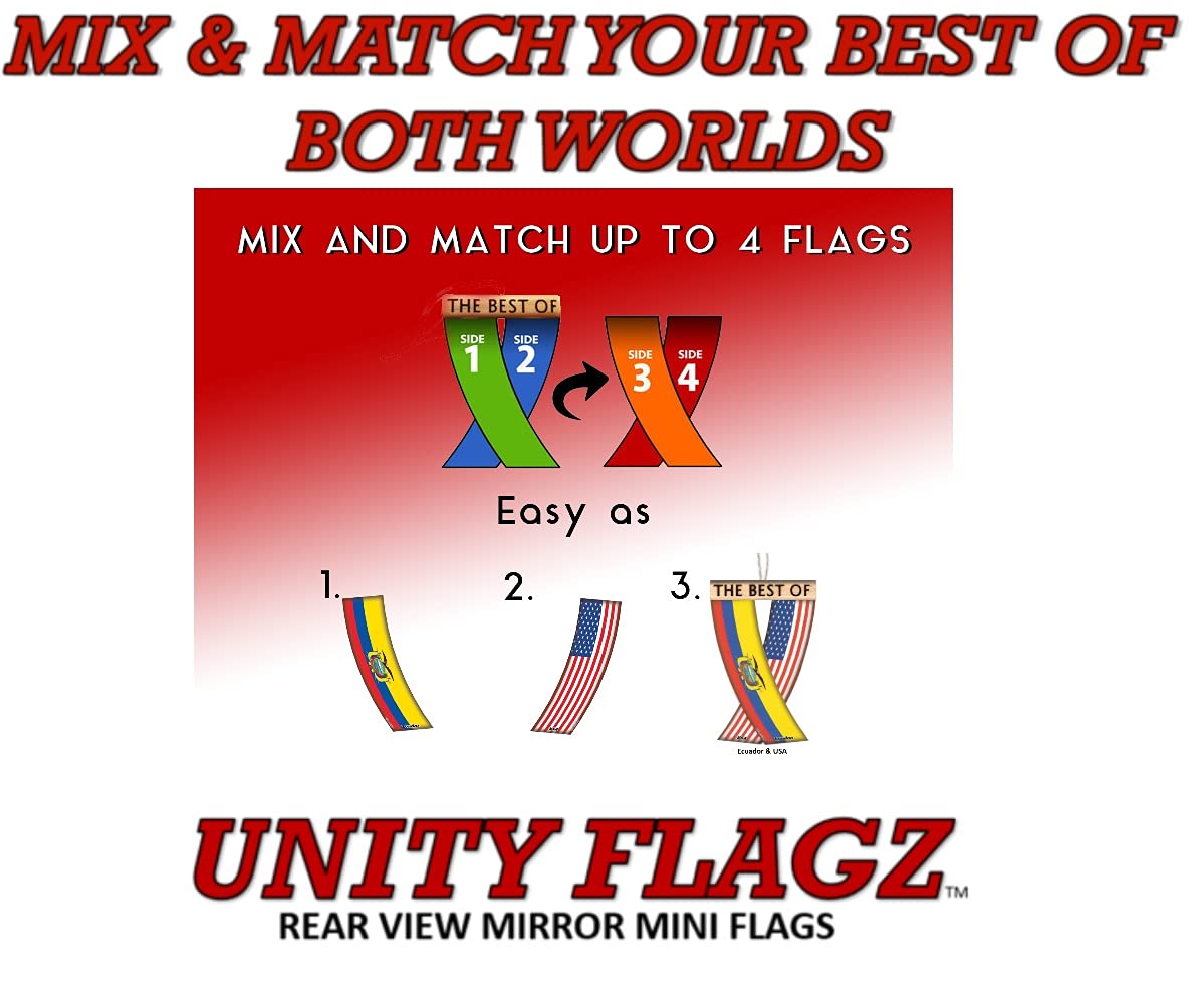 PUERTO RICO AND PERU PERURICAN BORICUA PERUVIAN CARIBBEAN SOUTH AMERICAN REARVIEW MIRROR MINI BANNER HANGING FLAGS FOR THE CAR UNITY FLAGZ™