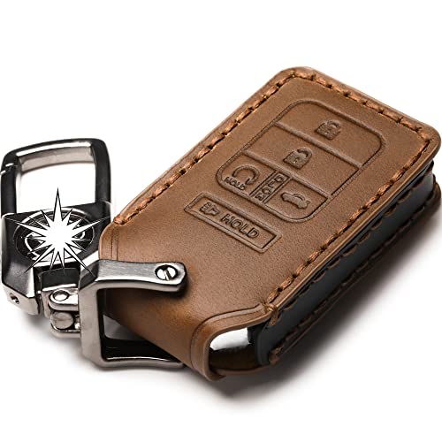 DLUBCZ Keychain Fob Cover Case Compatible with Honda Keyless Remote Control for Civic Accord Pilot CRV HRV CRZ Odyssey Ridgeline JED Crosstour Crider and Spirior etc. (C-Brown)