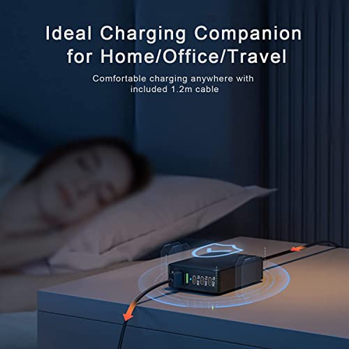 Multi USB Charger Station, 96W GaN Compact 6 Port USB C Fast Charging Station, Portable USB C Wall Charger Adapter 3 USB C + 3 QC USB A for All iPad iPhone 14 13 12 11 Pro Max Pixel Samsung and More