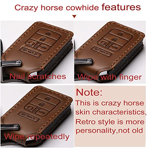 DLUBCZ Keychain Fob Cover Case Compatible with Honda Keyless Remote Control for Civic Accord Pilot CRV HRV CRZ Odyssey Ridgeline JED Crosstour Crider and Spirior etc. (C-Brown)