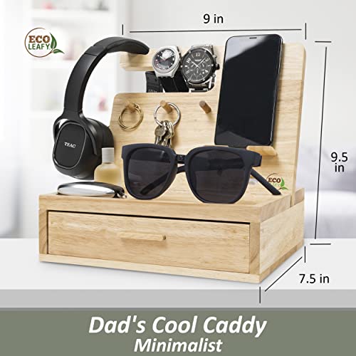EcoLeafy Dot Best Dad Ever Gifts- Nightstand Organizer for Men- Docking Station for Dad- Personalized Gifts for Men- Phone Organizer Station for Cellphone, Watch, Headphone and Mens Accessories